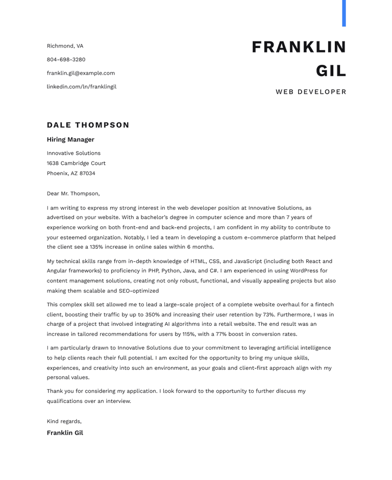 Free Online Cover Letter Generator Driven by AI - CoverLetter.co